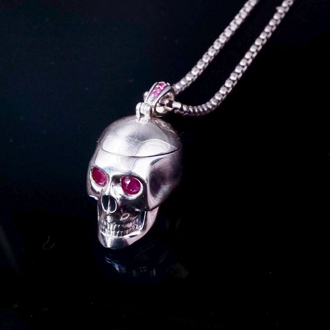 STASH SKULL Locket W/ Hidden Compartment. 925 Sterling Silver Skull ...