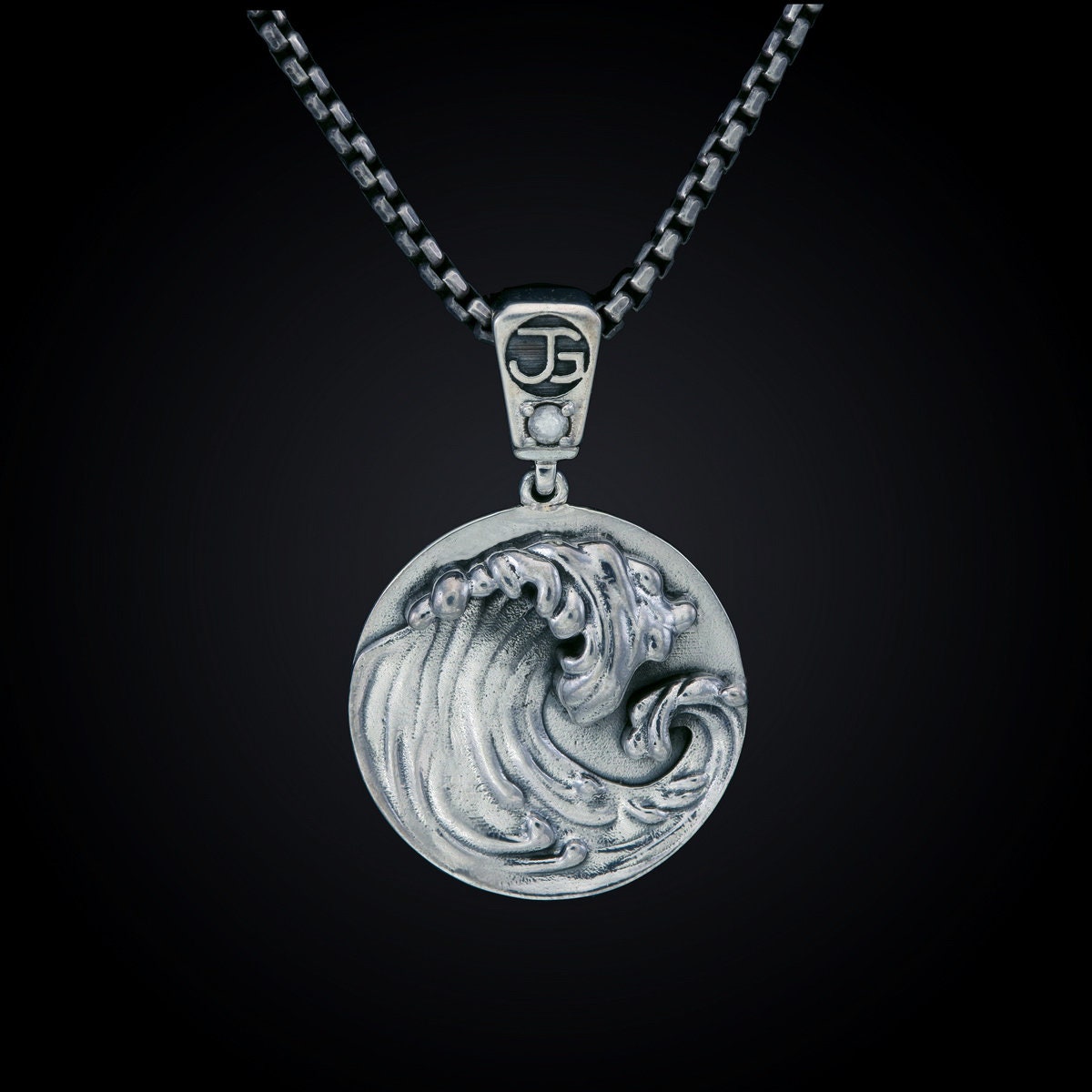 Wave Pendant: 925 Sterling Silver Pendant With Diamond. A Perfect ...