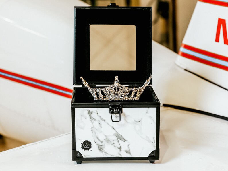 Pageant Crown Box, Tiara Display and Sash Holder, Carrying Travel Case ...