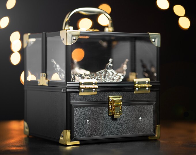 Pageant Crown Box Display, Tiara and Sash Holder, Carrying Travel Case ...