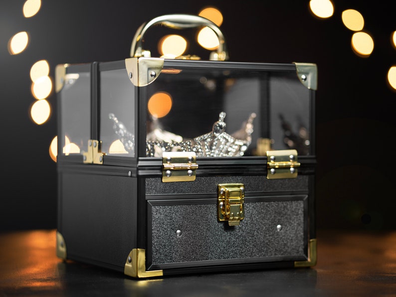 Pageant Crown Box Display, Tiara and Sash Holder, Carrying Travel Case ...