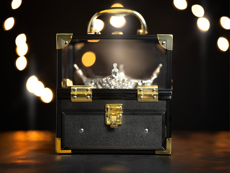 Pageant Crown Box Display, Tiara and Sash Holder, Carrying Travel Case ...