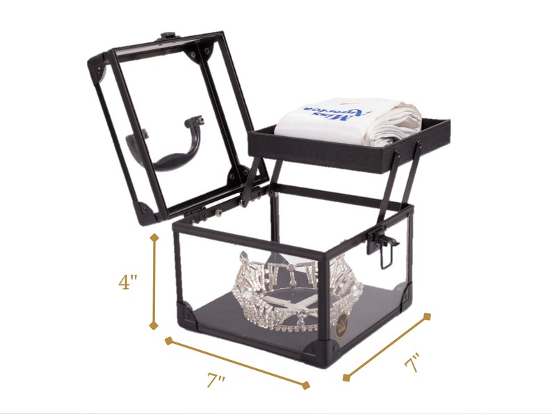 Pageant Crown Box, Clear Tiara Display Case and Sash Holder, Storage ...