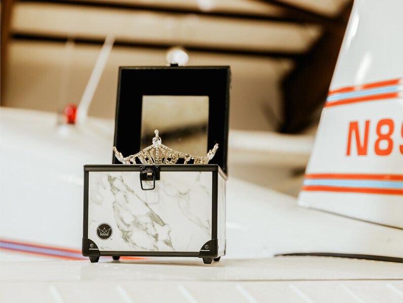 Pageant Crown Box, Tiara Display and Sash Holder, Carrying Travel Case ...