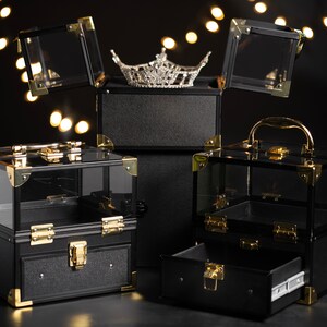 Pageant Crown Box Display, Tiara and Sash Holder, Carrying Travel Case ...