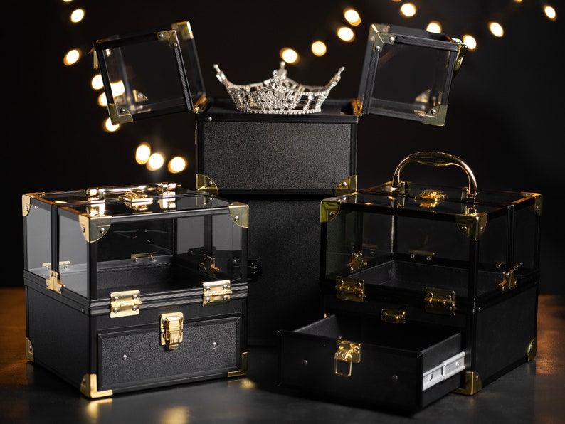 Pageant Crown Box Display, Tiara and Sash Holder, Carrying Travel Case ...