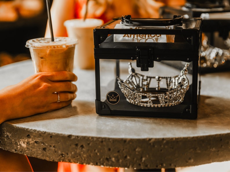 Pageant Crown Box, Clear Tiara Display Case and Sash Holder, Storage ...