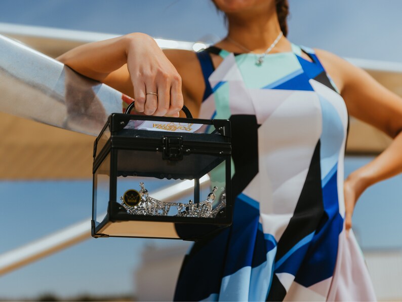 Pageant Crown Box, Clear Tiara Display Case and Sash Holder, Storage ...