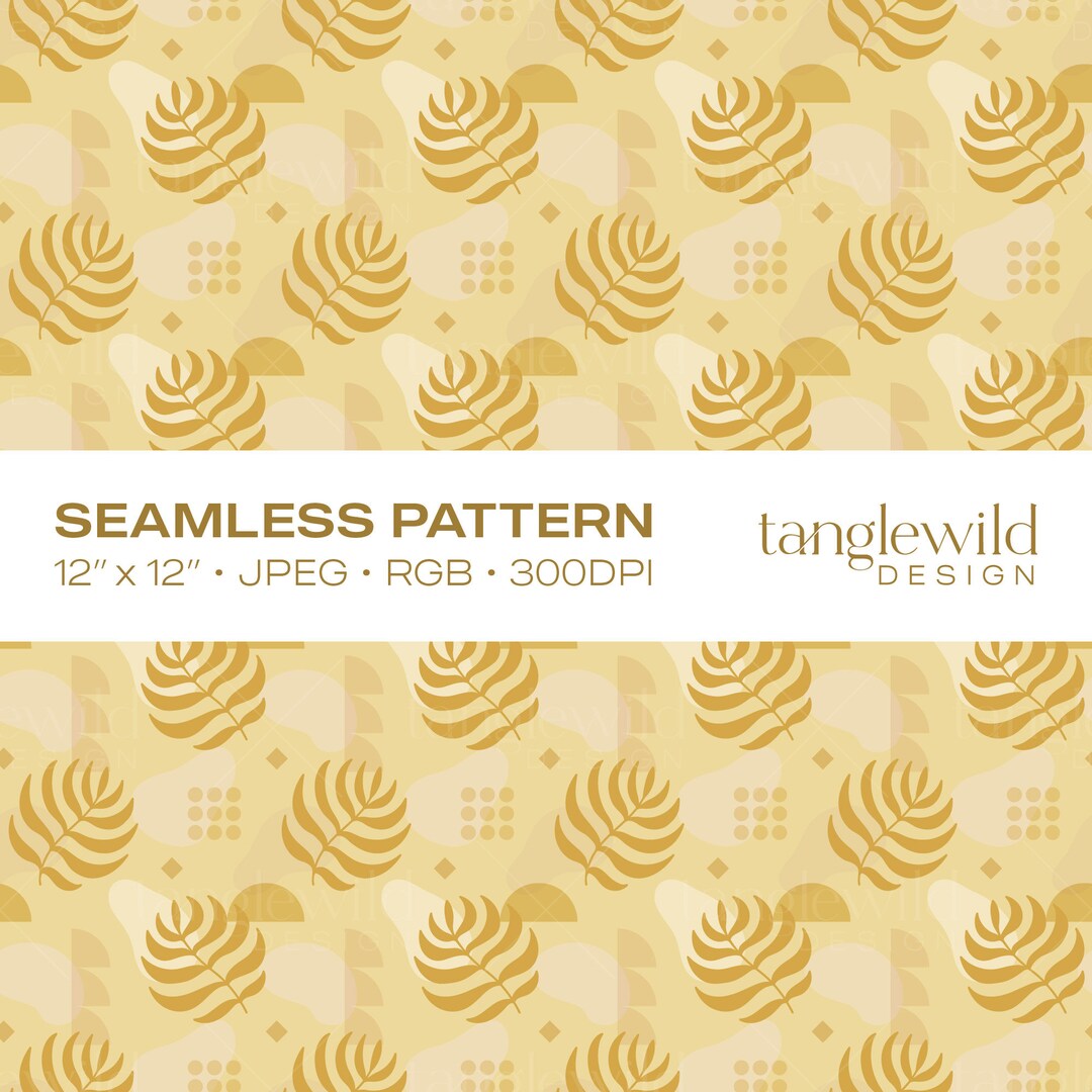 Modern Tropical Desert Seamless Repeating Pattern in Honey Gold and ...