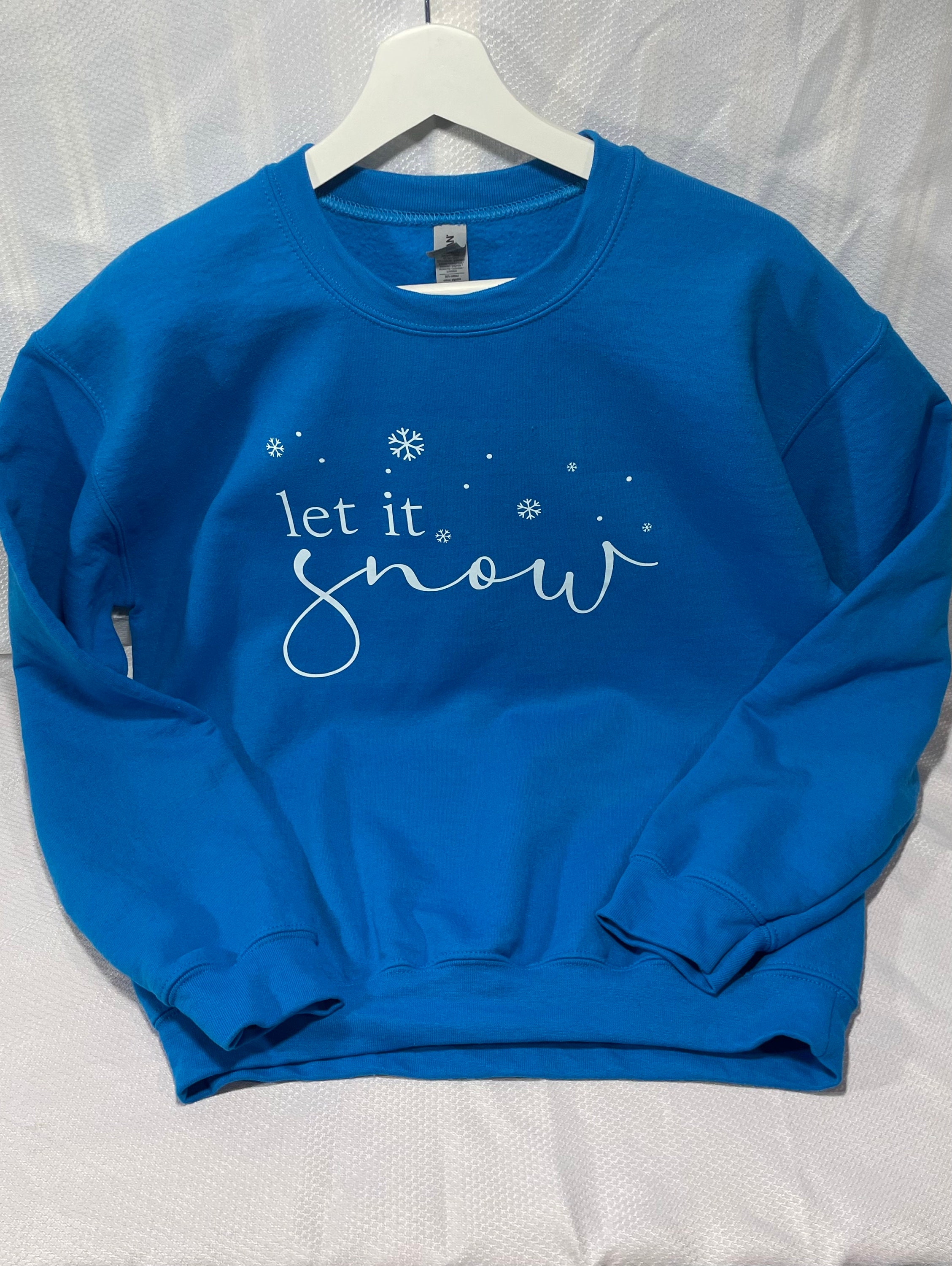 Let It Snow Sapphire Blue Crewneck Winter Sweatshirt Warm Cozy Love ...