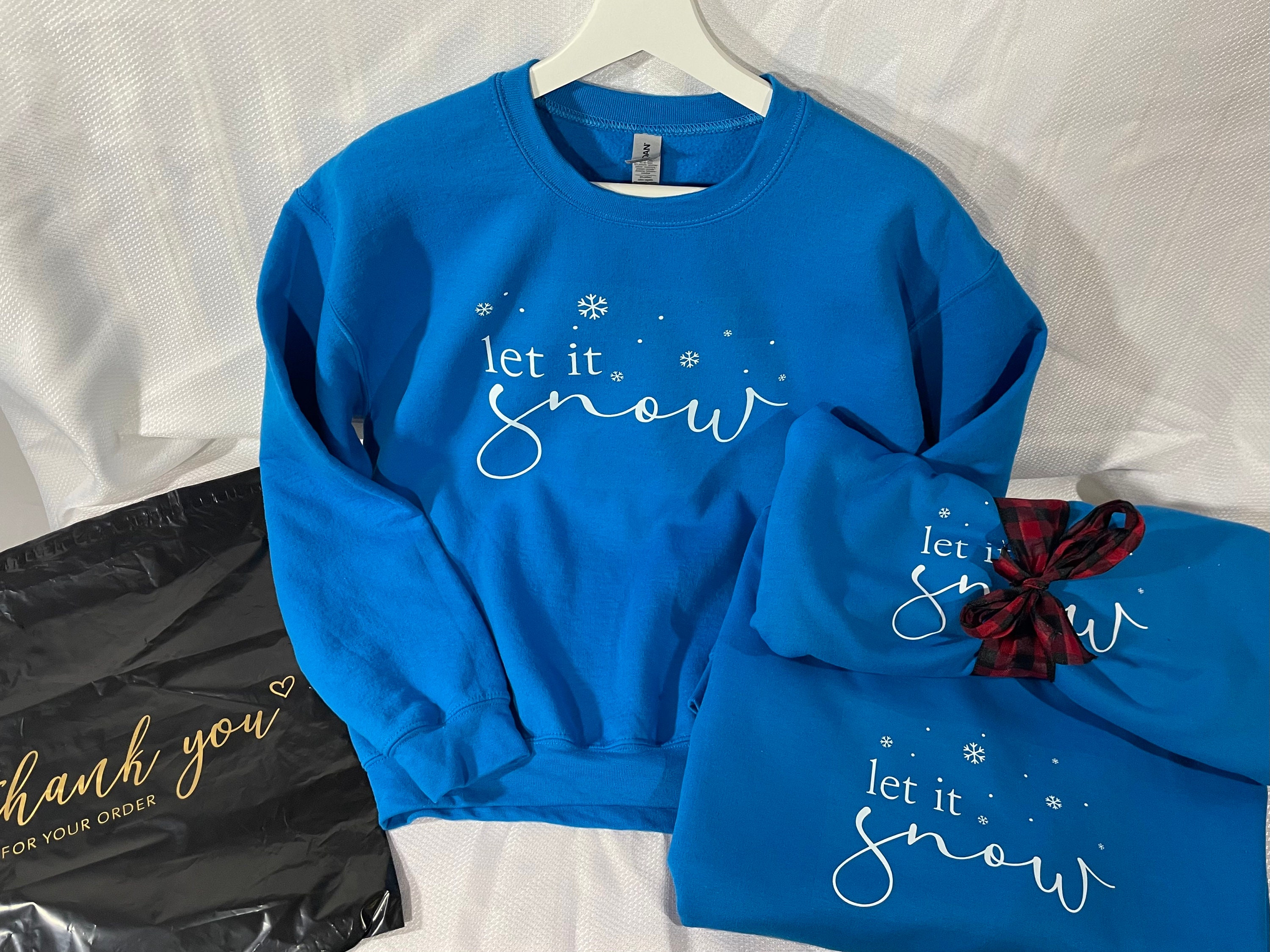 Let It Snow Sapphire Blue Crewneck Winter Sweatshirt Warm Cozy Love ...