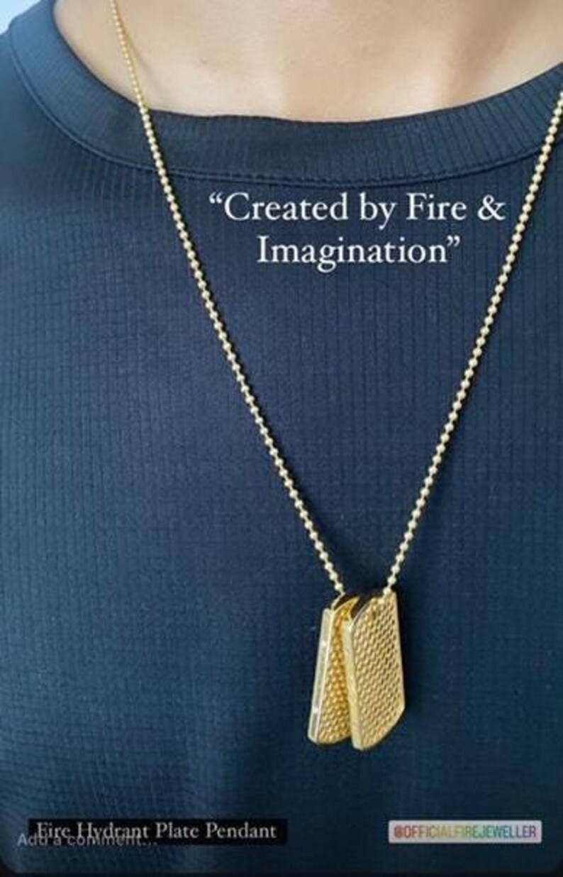 Handcrafted FIRE Hydrant Plate Pendant & Chain Available in Solid ...