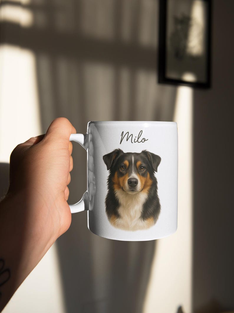 Personalized Dog Portrait Coffee Mug | Custom Pet Memorial Gift - Etsy