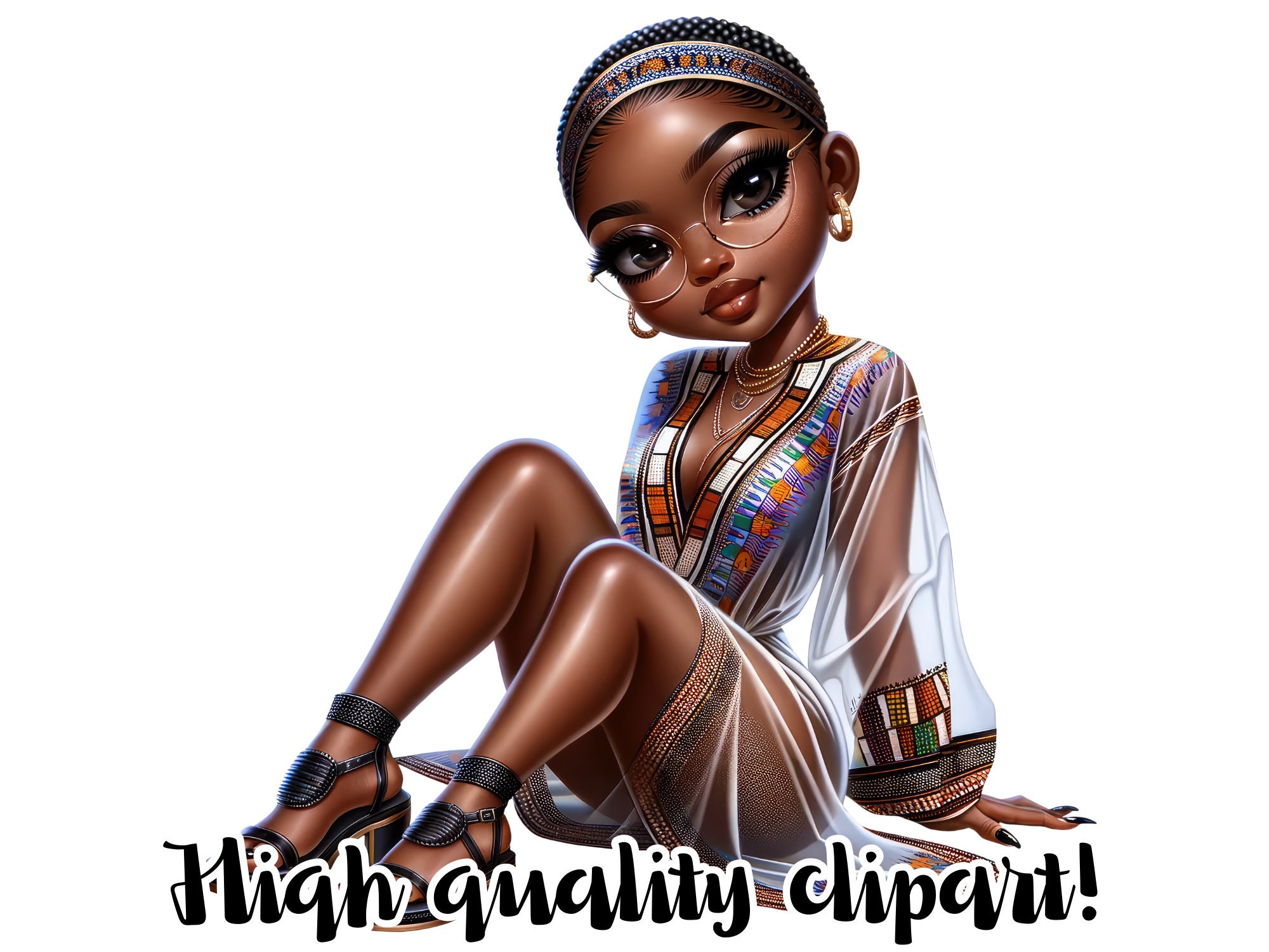 Digital African Chibi Girls, Printable African Gilrs Clipart, African ...