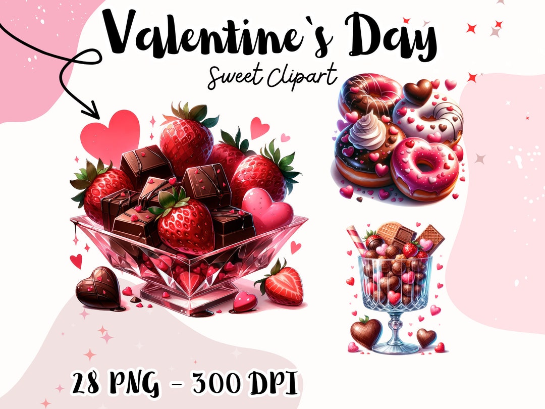Cute Valentines Candy Shop Clipart, Valentine Decor Art, Valentines Day ...