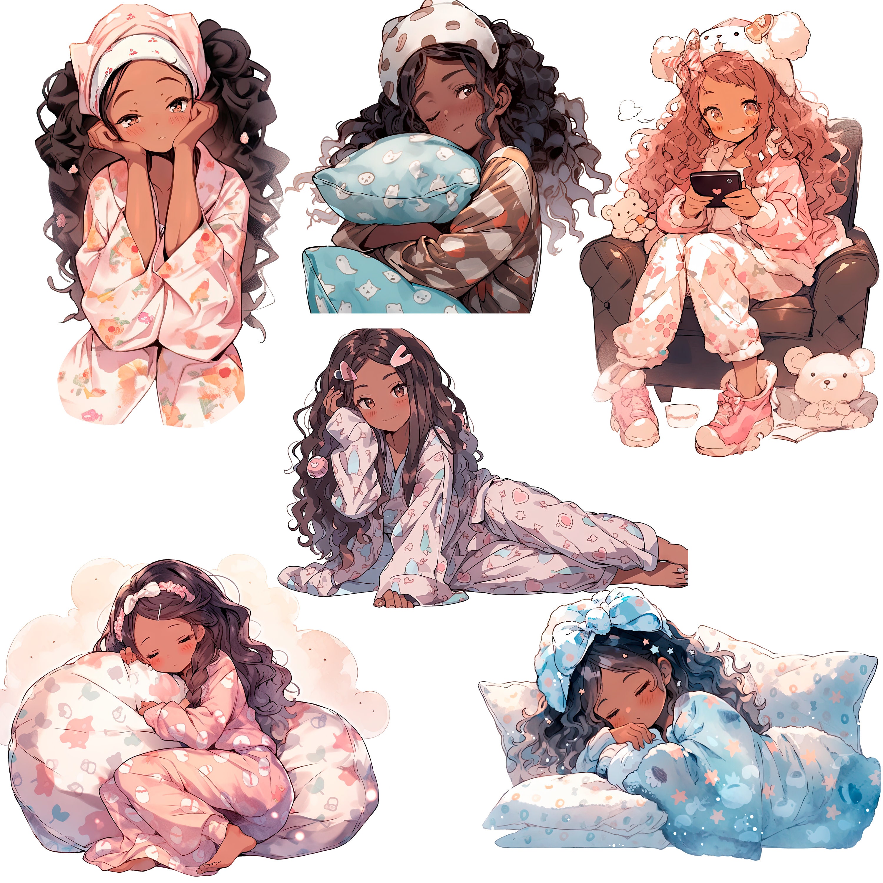 Girls Pajama Clipart & Printables - DIY Kids Nightwear Art, 25 ...
