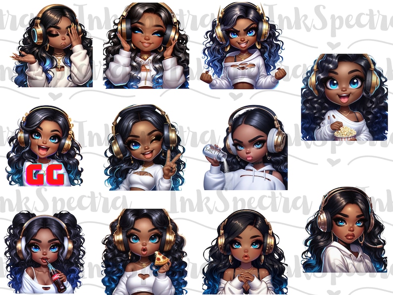 Black Girl Blue Hair Twitch Emotes, Discord Emotes, Black Woman Magic ...