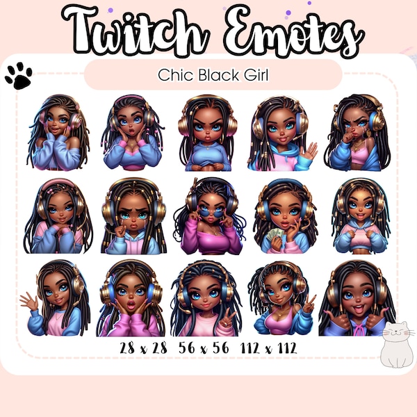 Twitch Emotes Girl Black - Etsy