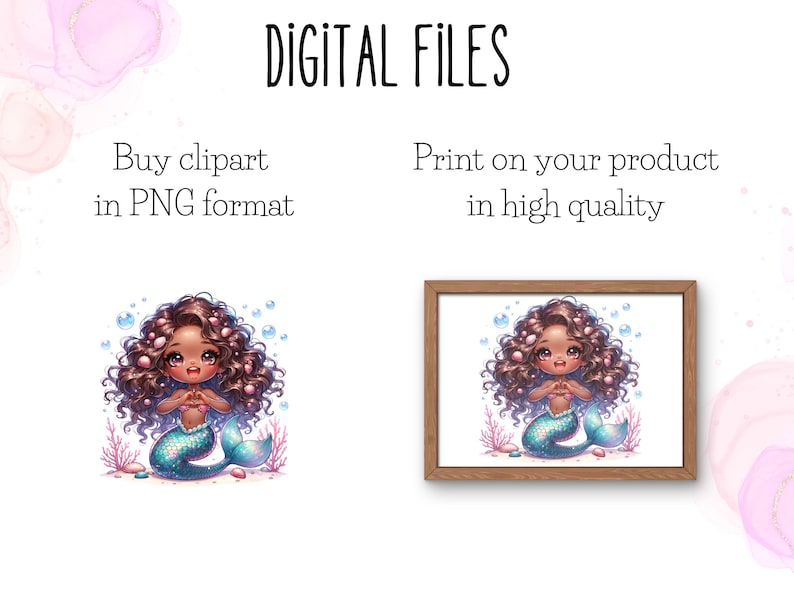 Pastel Mermaid Clipart Bundle, Mermaid Clipart, Watercolor Mermaid PNG ...