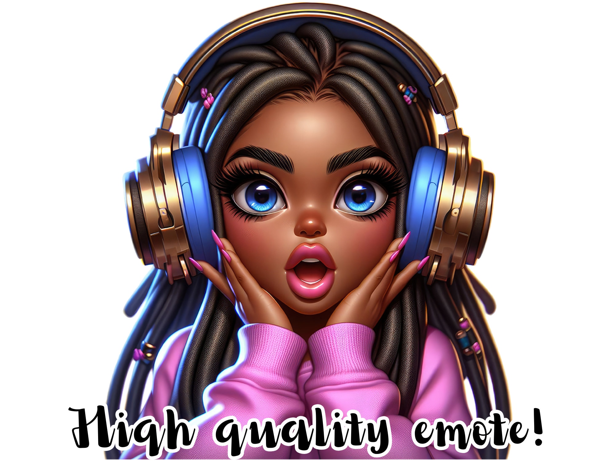 Chibi Twitch Emotes, Discord Emotes, Black Girl, Black Woman Streamer ...