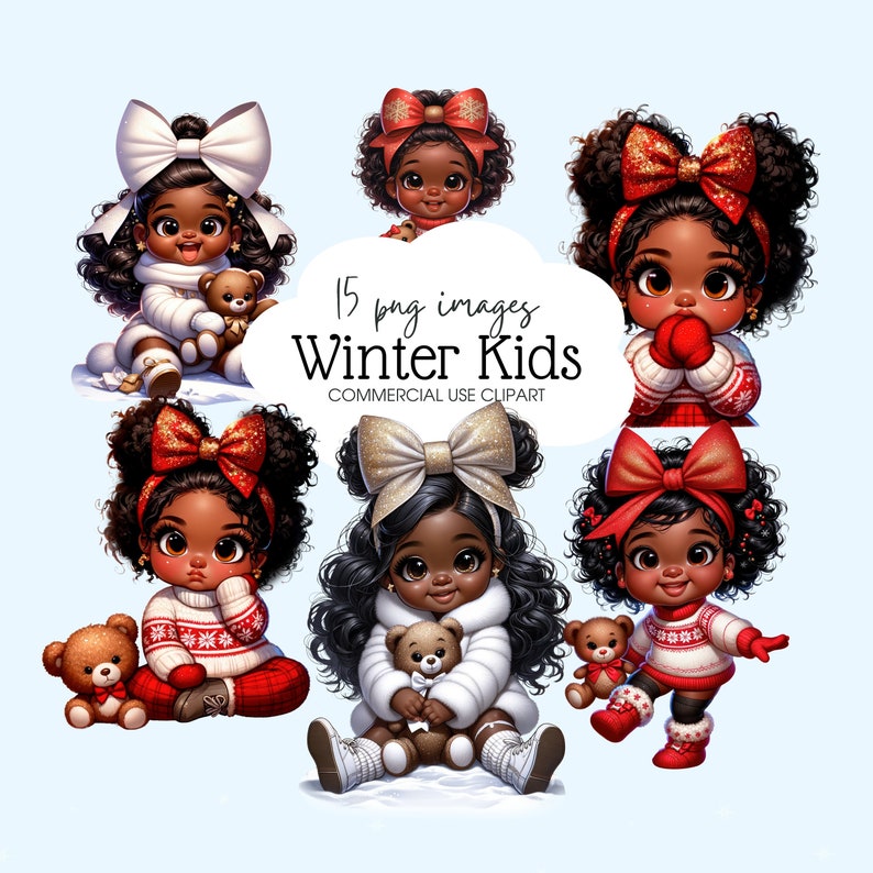 Cute Winter Children Clipart 15 Cozy Seasonal PNG Artwork, Perfect for ...