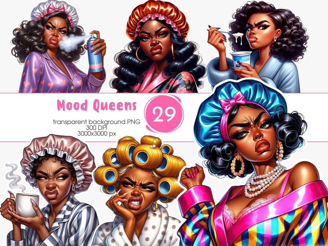 Sassy Black Woman Clipart PNG, Stank Face PNG Bundle, Black Girl Bonnet ...