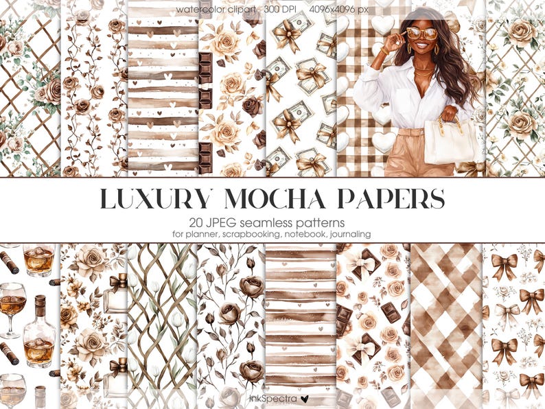 Luxury Mocha Papers, Tulips Roses Papers, Rich Life Aesthetic ...