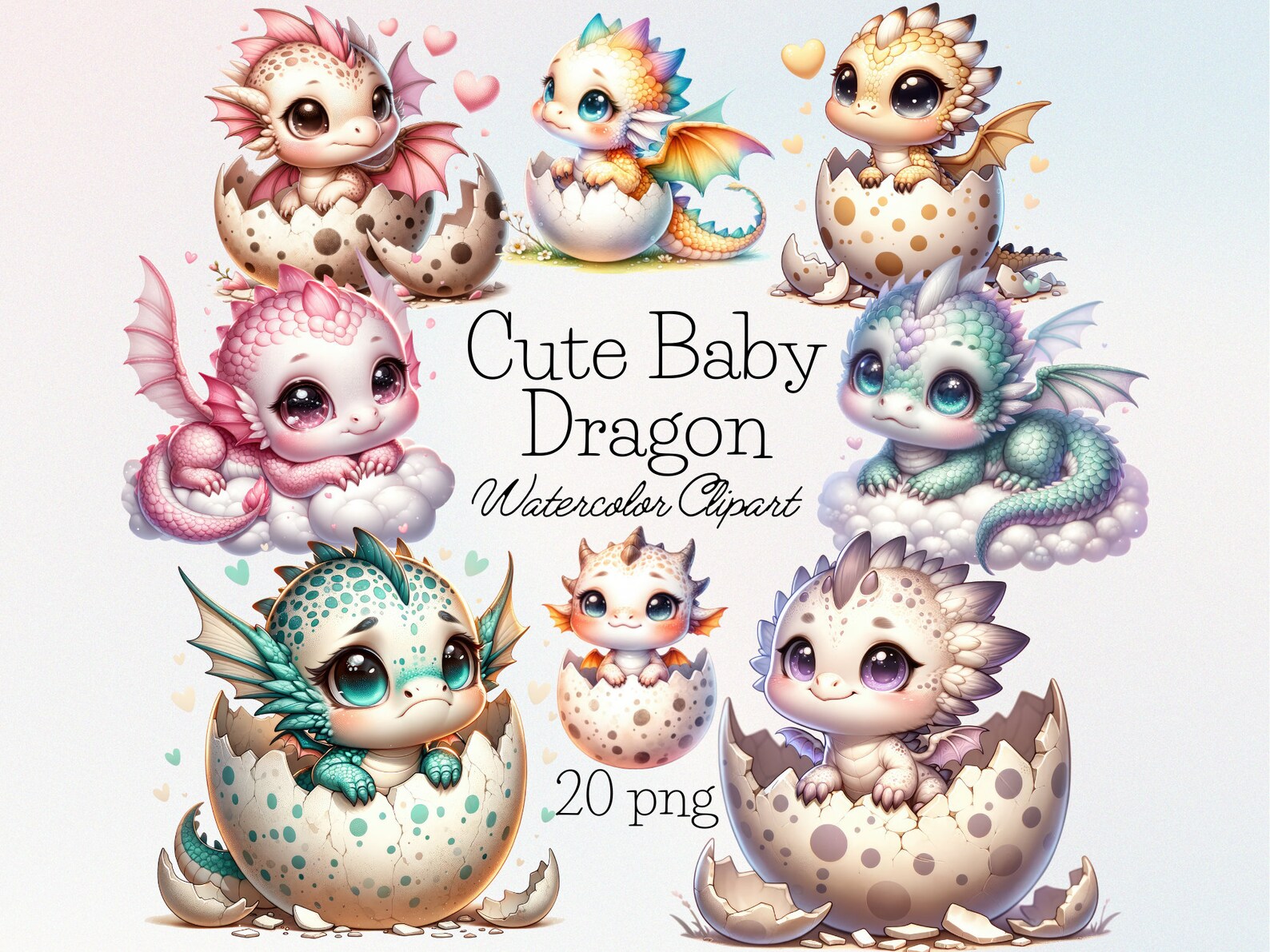 Watercolor Dragon Clipart, Cute Dragon Clipart Set, Dragon Kingdom ...