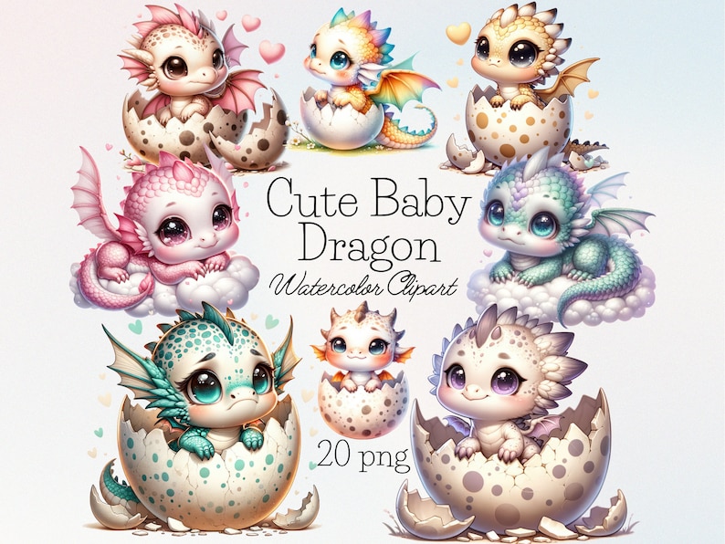 Watercolor Dragon Clipart, Cute Dragon Clipart Set, Dragon Kingdom ...