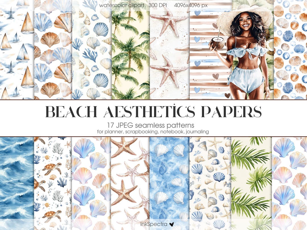 Watercolor Beach Paper Pack, Sky Blue, Ocean JPEG (digital Download) - Etsy