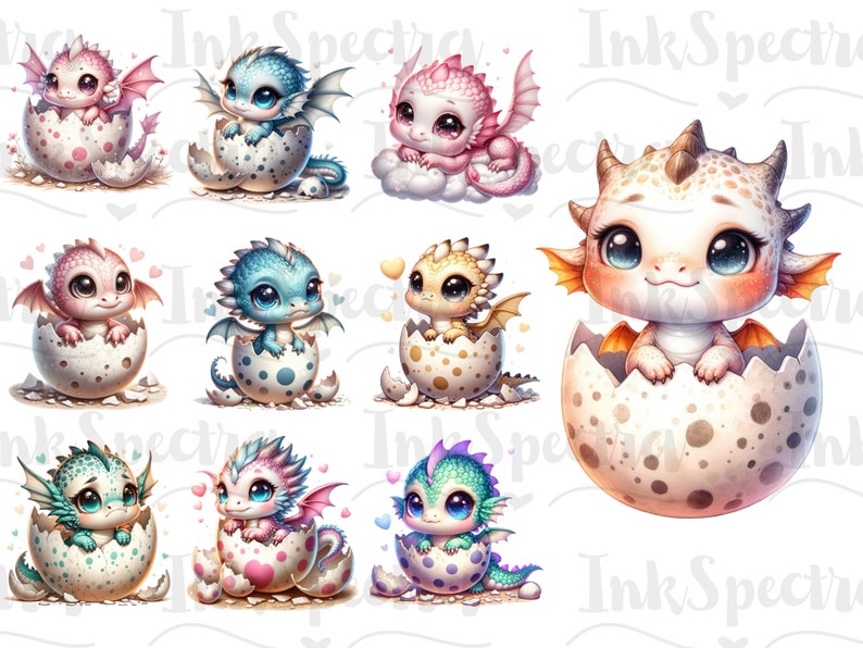 Watercolor Dragon Clipart, Cute Dragon Clipart Set, Dragon Kingdom ...