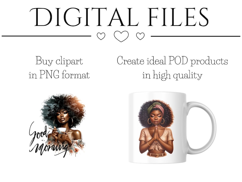 Bundle Boho Black Girl Coffee Lover Clipart Black Woman Magic Coffee