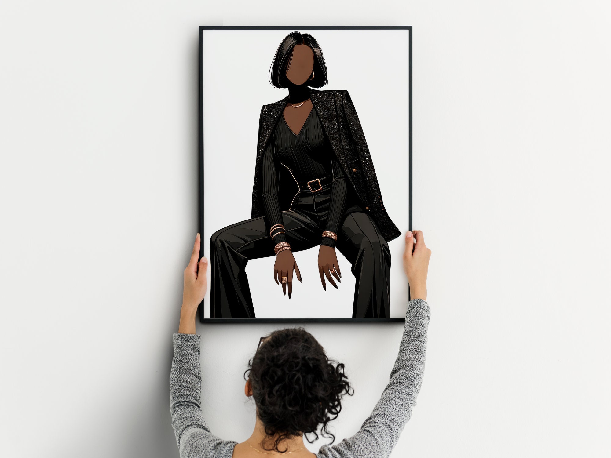 Faceless Black Girl PNG, Black Woman Magic, Fashion Black Girl, Flat ...