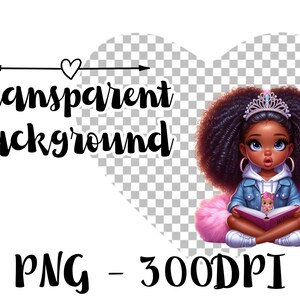 Black Girl Bookworm Clipart, Chibi Princess Reading Art, Watercolor ...