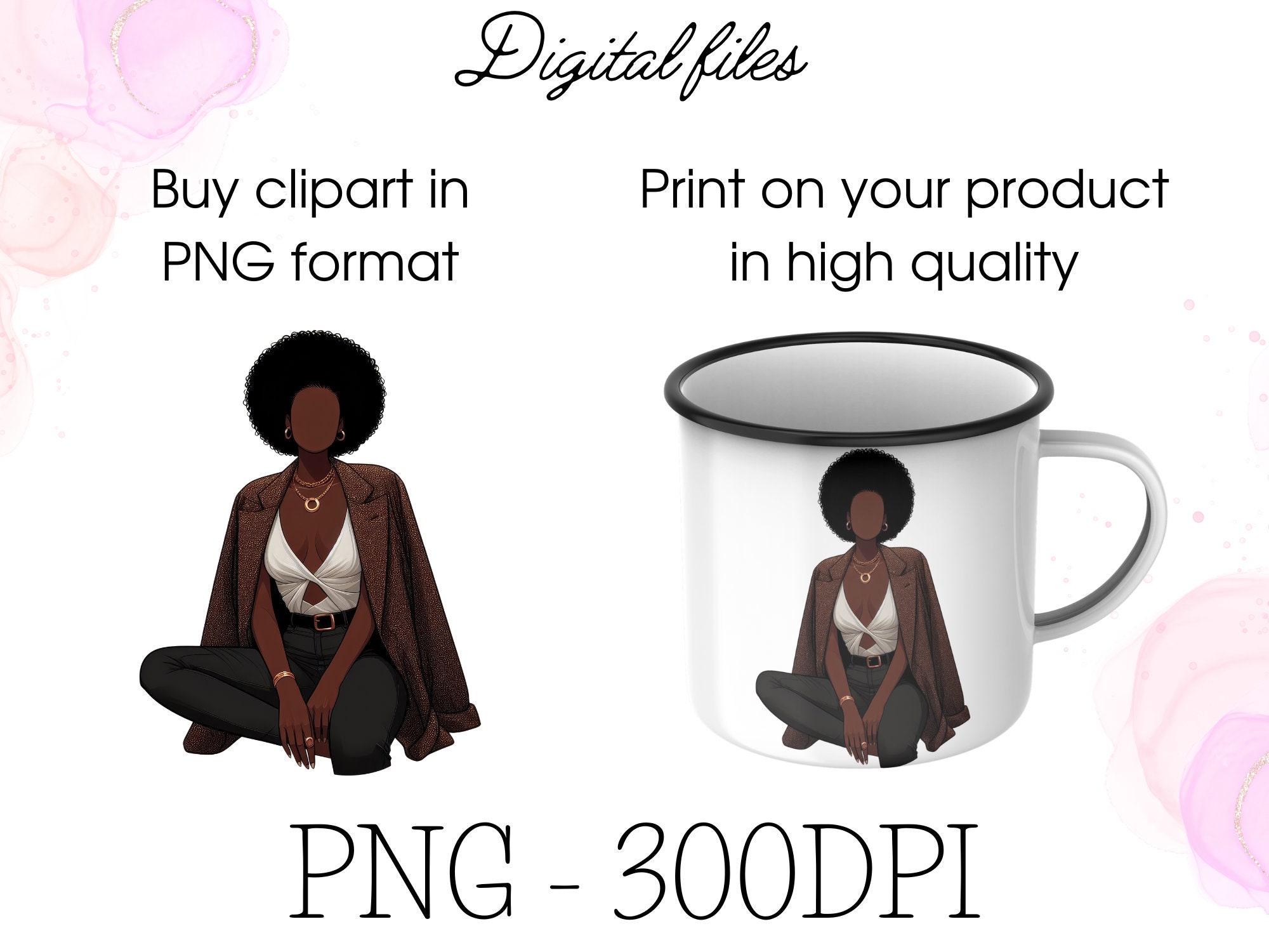Faceless Black Girl PNG, Black Woman Magic, Fashion Black Girl, Flat ...