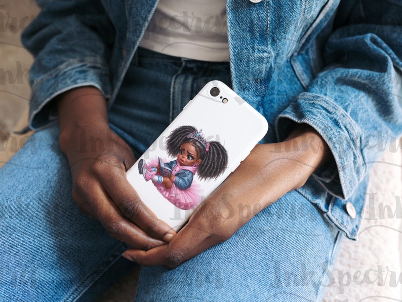 Black Girl Bookworm Clipart, Chibi Princess Reading Art, Watercolor ...