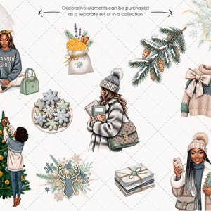 Watercolor Winter Planner Girl Clipart PNG, Black Women Boss Lady, 300 ...
