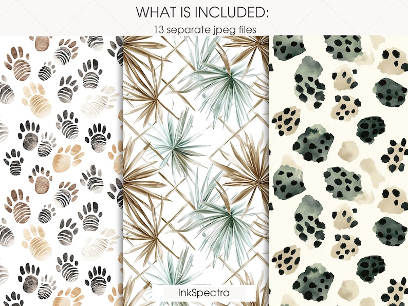 Safari Animal Print Digital Paper, Jungle Scrapbook Backgrounds ...