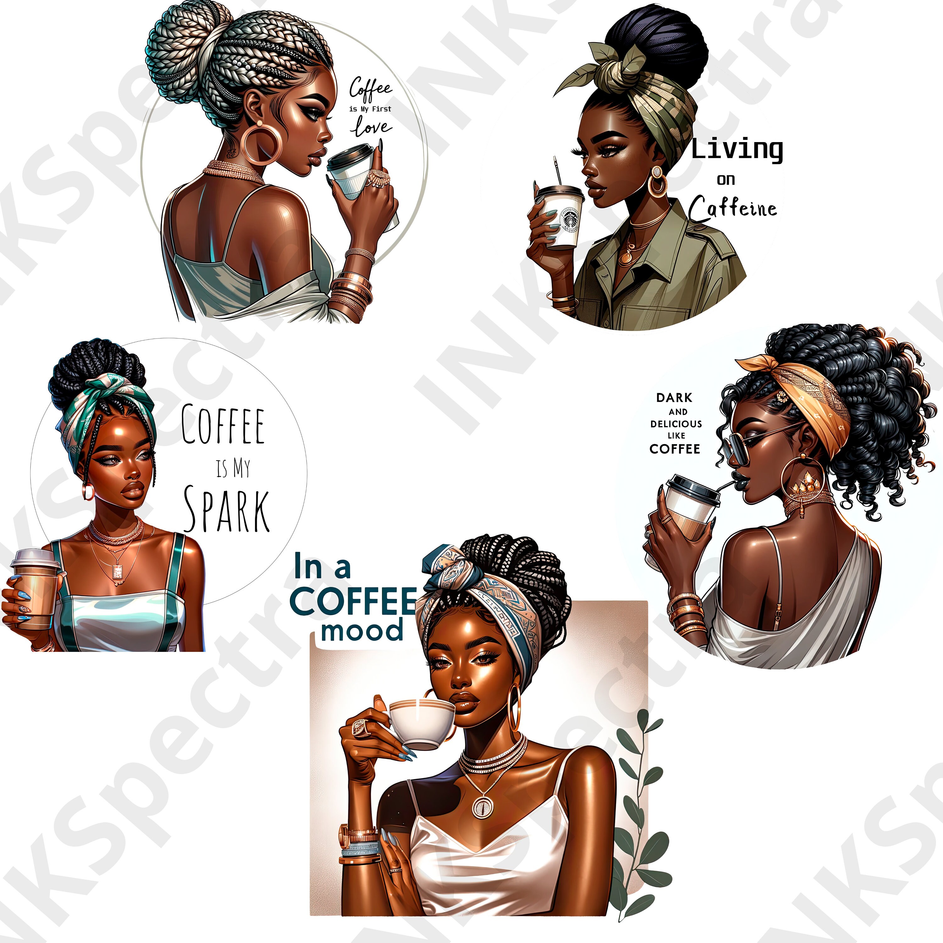 Coffee Lover, 10 African-american Girls With Coffee Clipart, Fashion ...