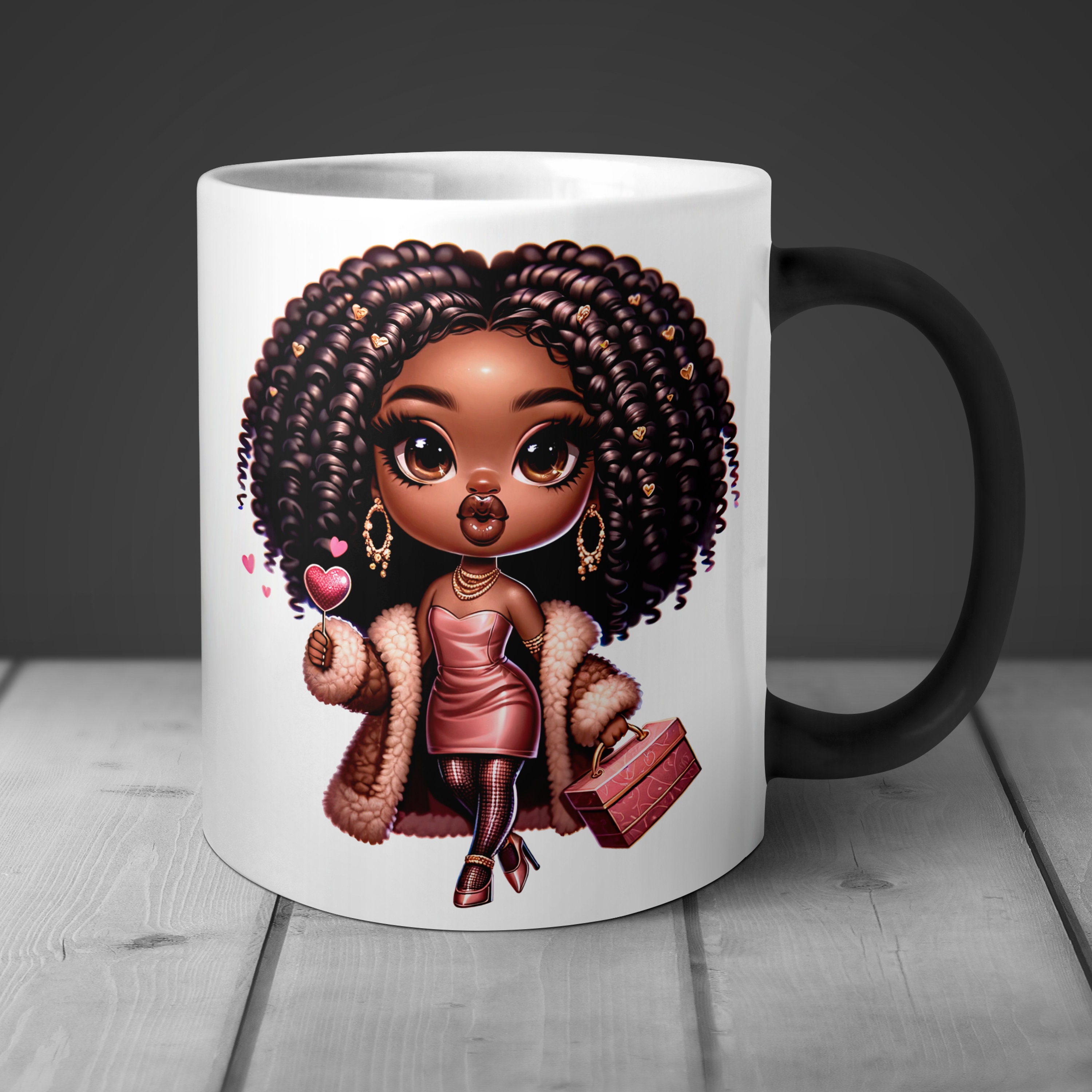 Chibi Valentines Clipart African American Sweet Chibi Girls, Romantic ...