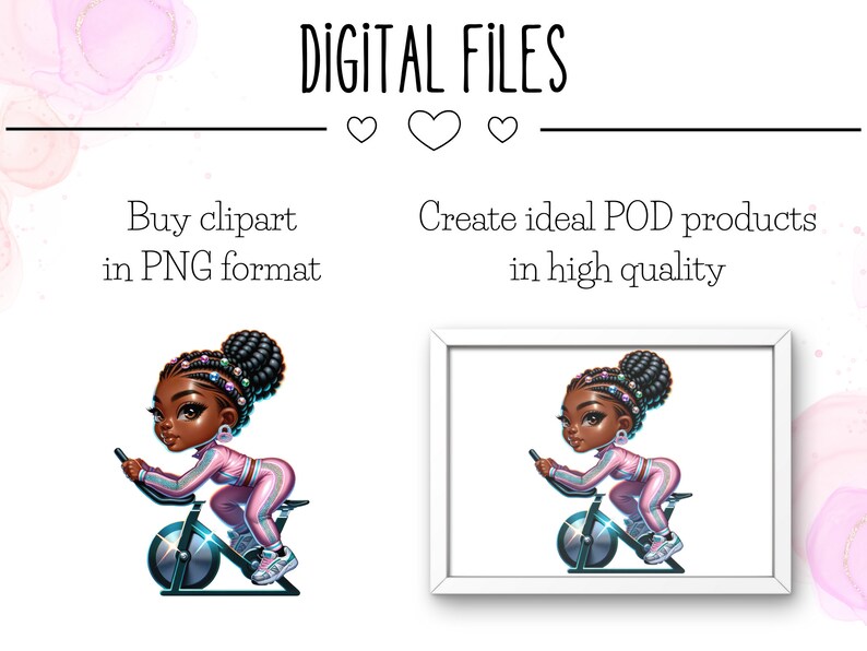 Fitness Chibi Girls Clipart, Gym Girls PNG, Planner Girl Clipart, Black ...