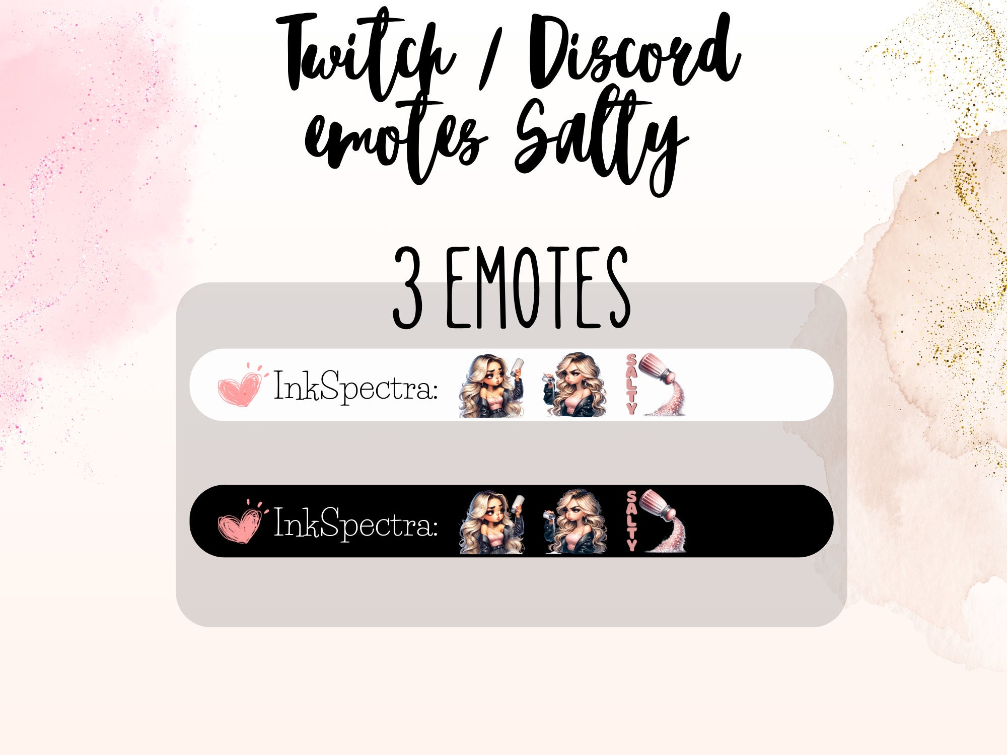 3 Emotes Chibi for Streamer, Salty Sparkle Emote, Twitch Emote, Discord ...