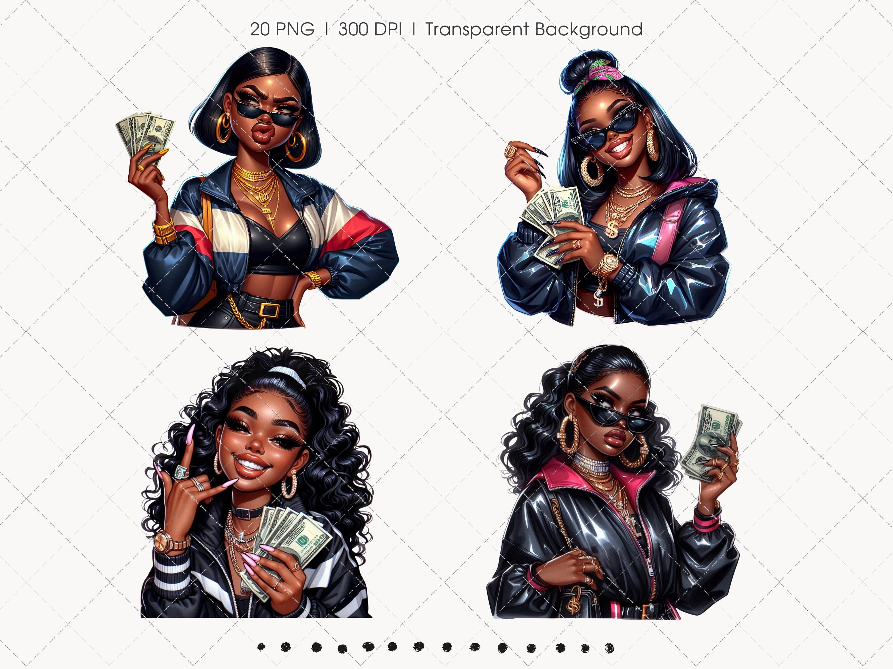 Sassy Sporty Black Woman Clipart PNG, Stank Face Bundle, Black Girl ...