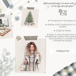 Watercolor Winter Planner Girl Clipart PNG, Black Women Boss Lady, 300 ...