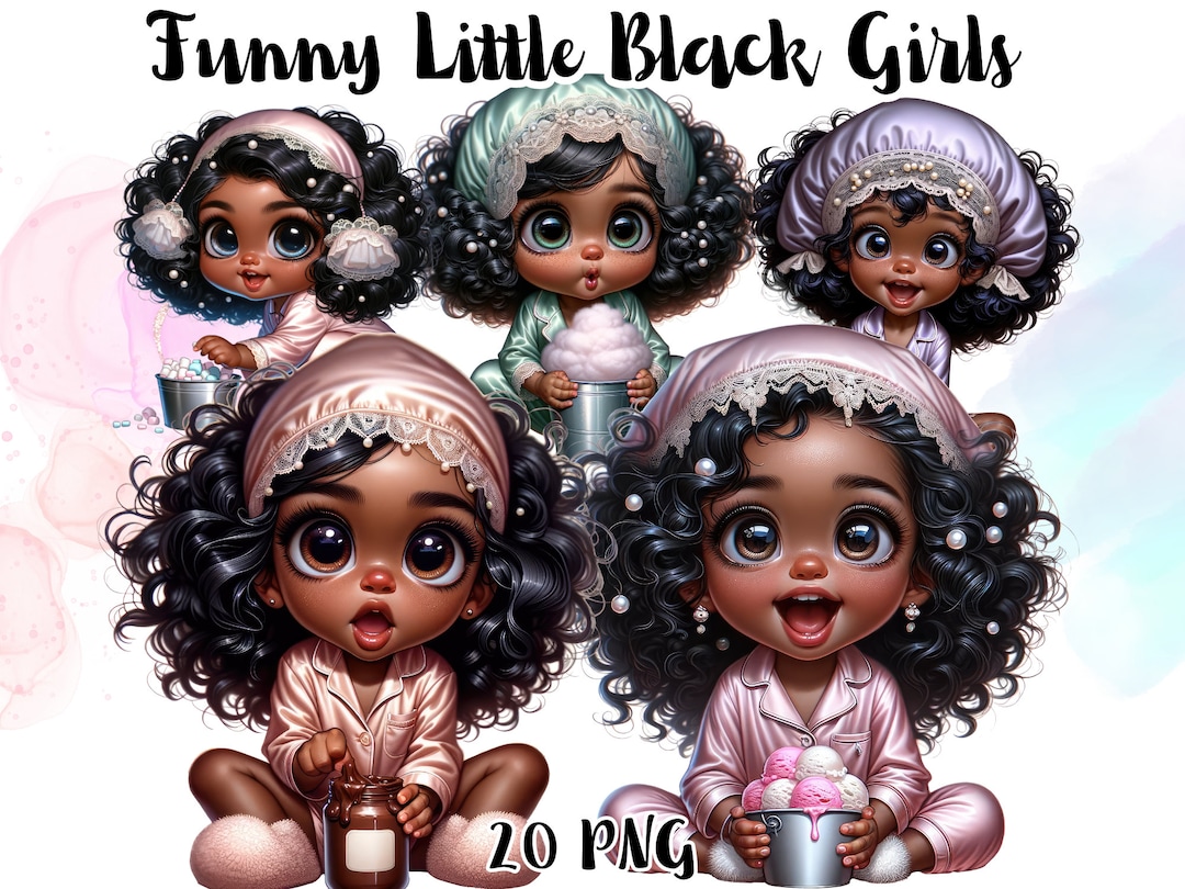 Black Baby Girl Clipart, Sweets, Afro Girls PNG Bundle (digital ...