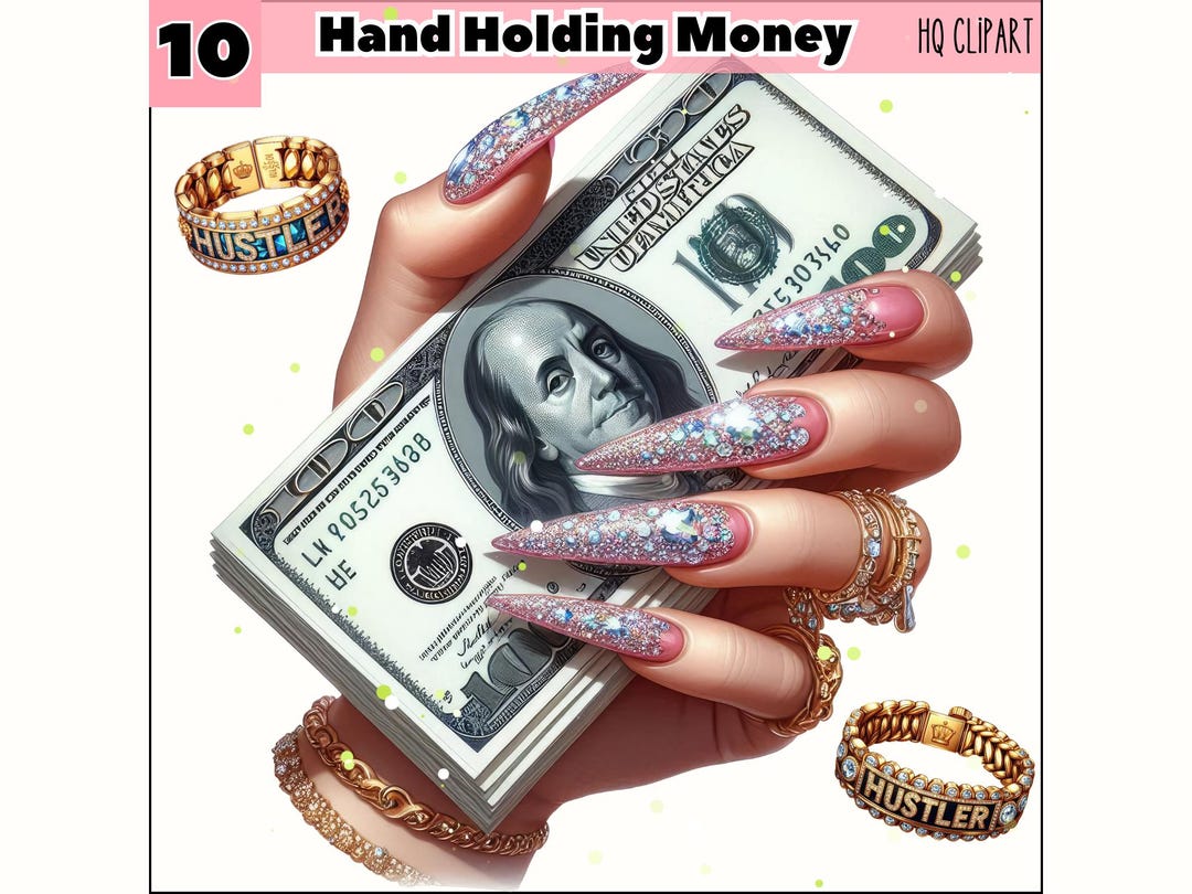 Female Hand Holding Money 10 PNG, Money Stack Clipart, Female Hustler ...