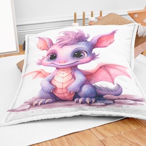 Charming Watercolor Baby Dragon Clipart, Cute Fantasy Dragon Graphics ...