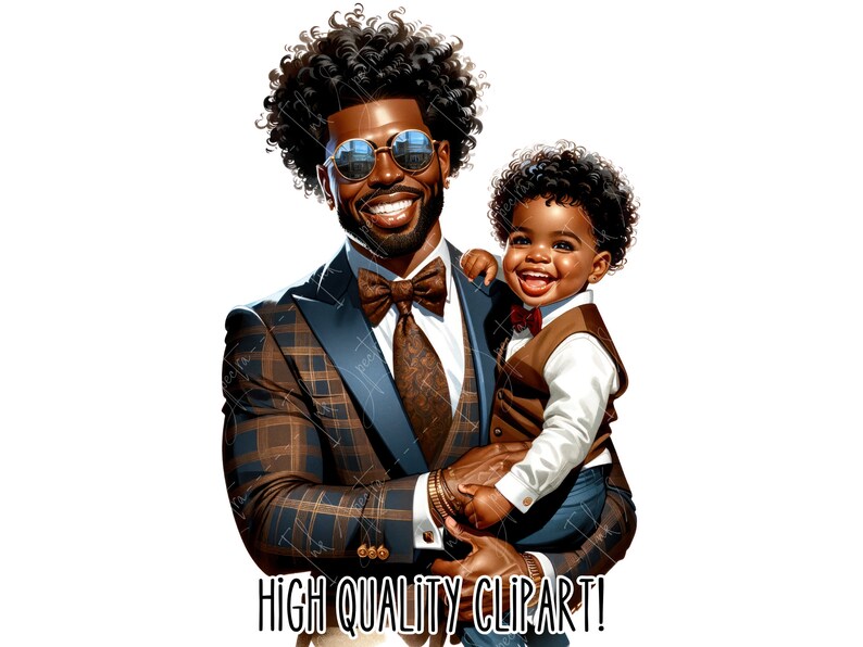 Bundle Black Father Clipart, Fathers Day Clipart, Father With Daughter ...