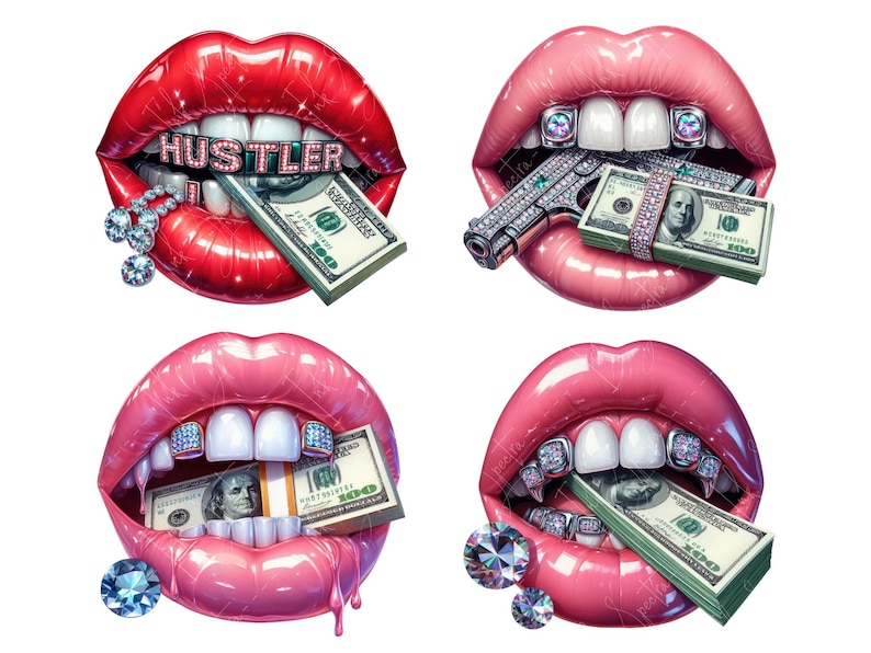 Lips With Money Clipart, Stack of Money Clip Art, Sublimation Money ...