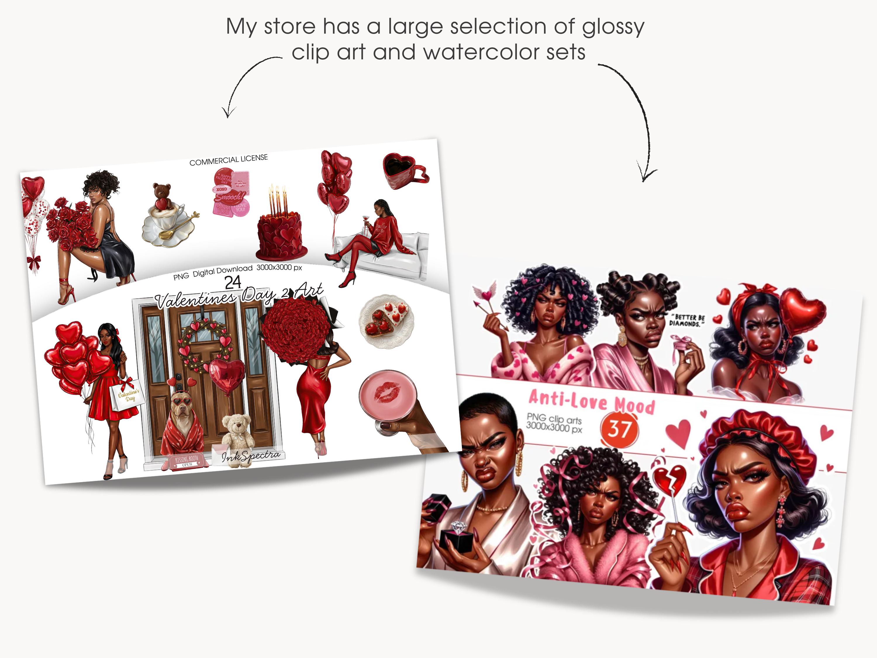 Curvy Black Woman Valentine Clipart PNG, Afro American Women, Romantic ...